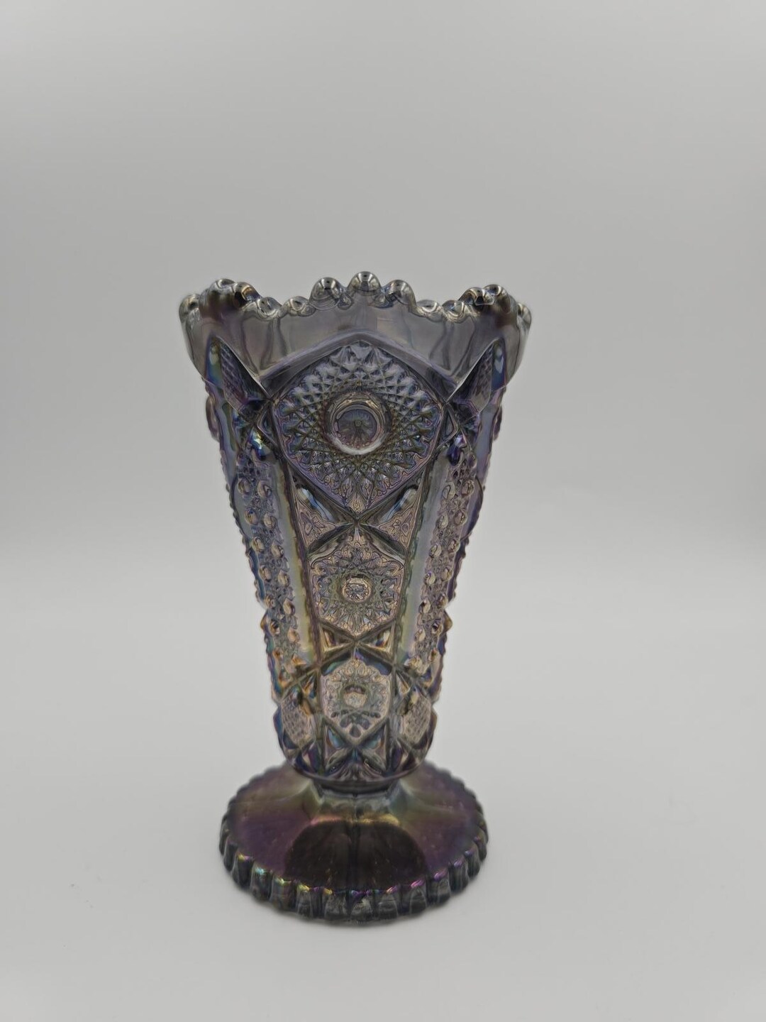 Vintage Imperial Glass Carnival Vase - Etsy