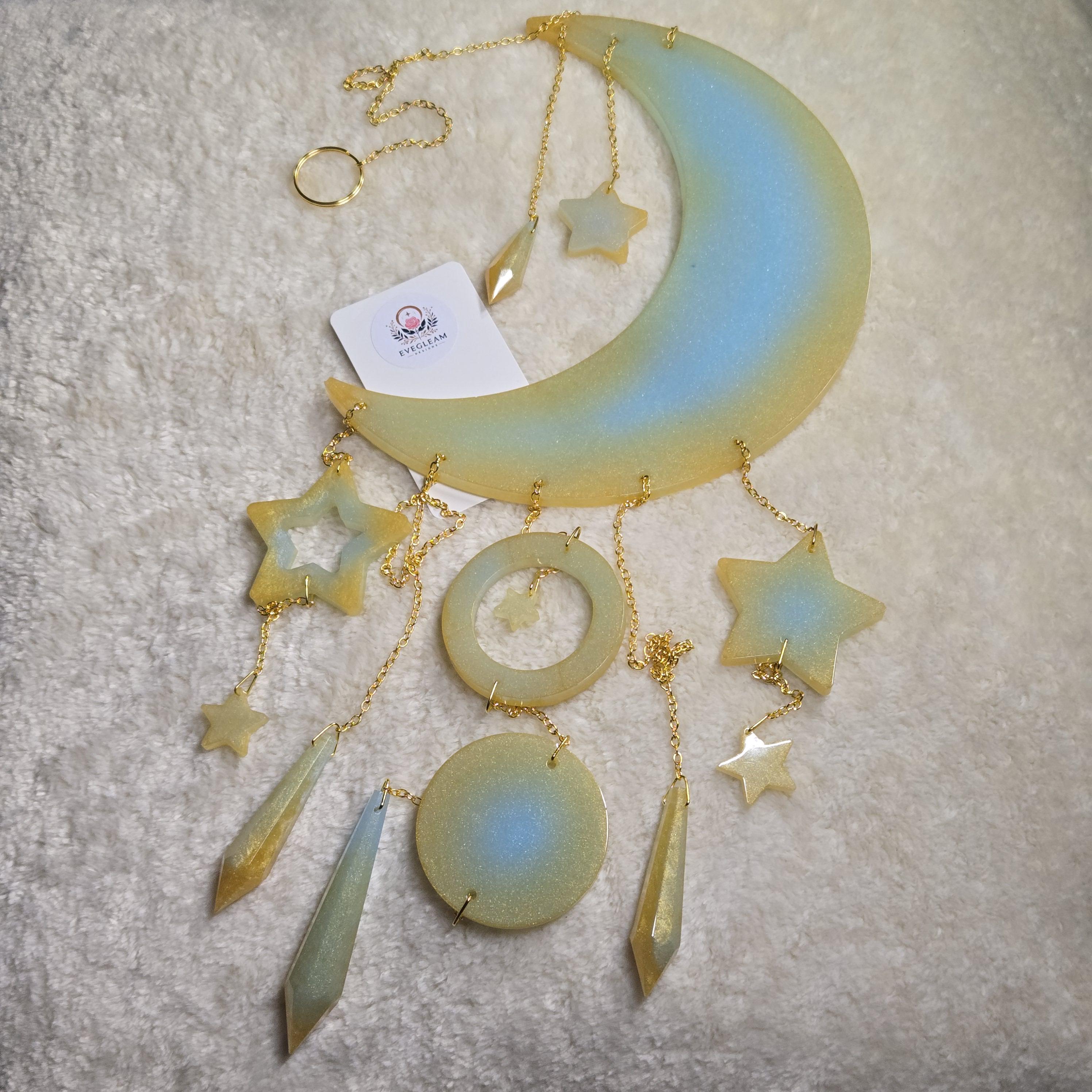 Dreamy Hanging Moon Sculpture - Blue - Etsy