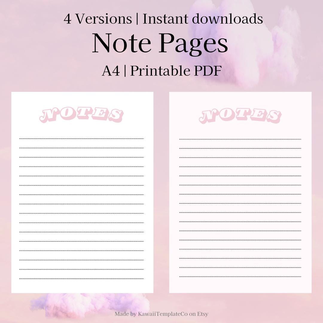 Notes Page Printable, Lined Notes Template, Note Taking, Writing Paper ...