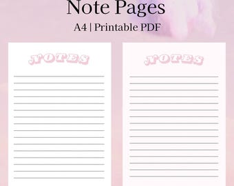Notes Page Printable, Lined Notes Template, Note Taking, Writing Paper ...