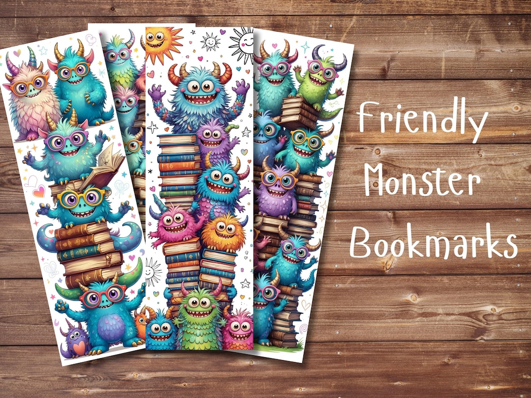 Monster Bookmarks: Laminated Kids Reading Gift - Etsy