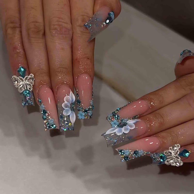 Blue Nail Gems - Etsy
