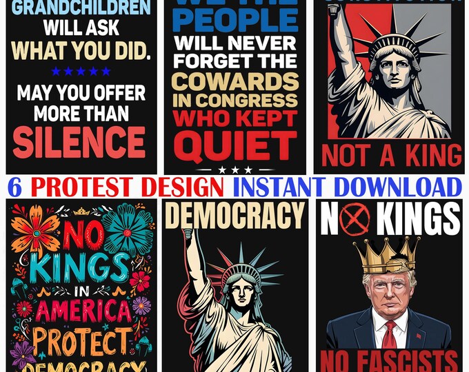 Anti-trump Printable Protest Signs | 6 Designs Bundle | No Kings Poster ...