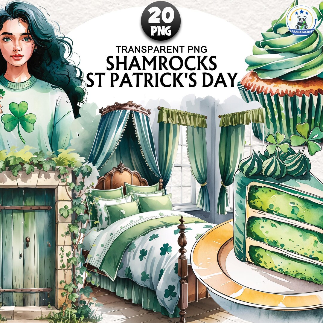 20+ Watercolor Lucky Clover Bundle Clipart, St Patricks Day Shamrock ...