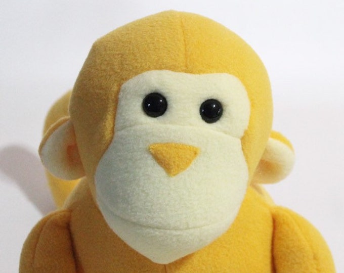 Yellow Stuffed Monkey Toy - Etsy