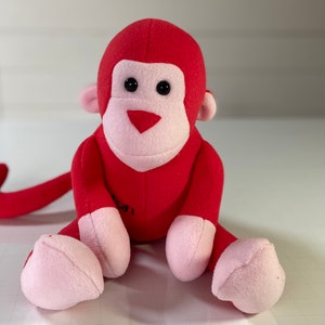 Red Stuffed Monkey Toy - Etsy