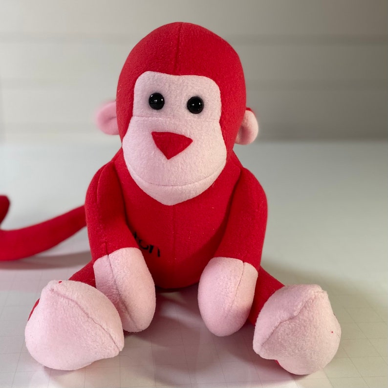 Red Stuffed Monkey Toy - Etsy