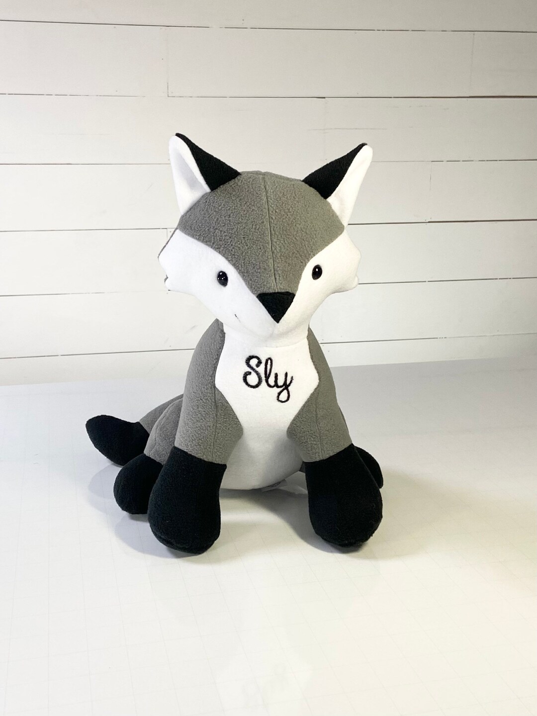 Gray Plush Fox Toy - Etsy