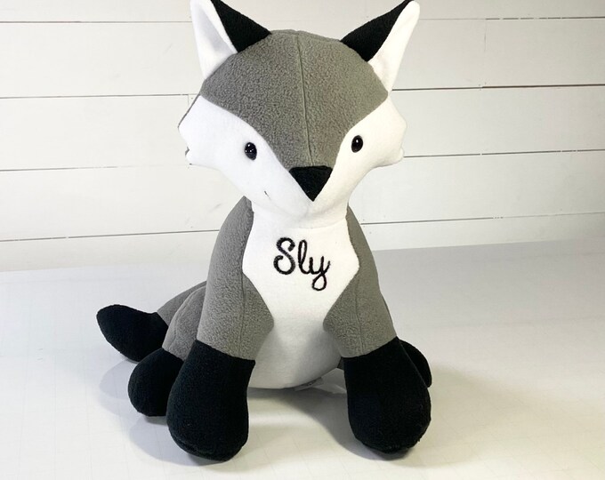 Gray Plush Fox Toy - Etsy