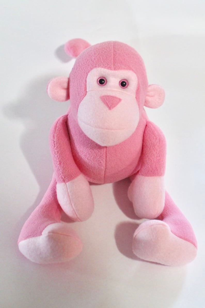 Pink Stuffed Monkey Toy - Etsy