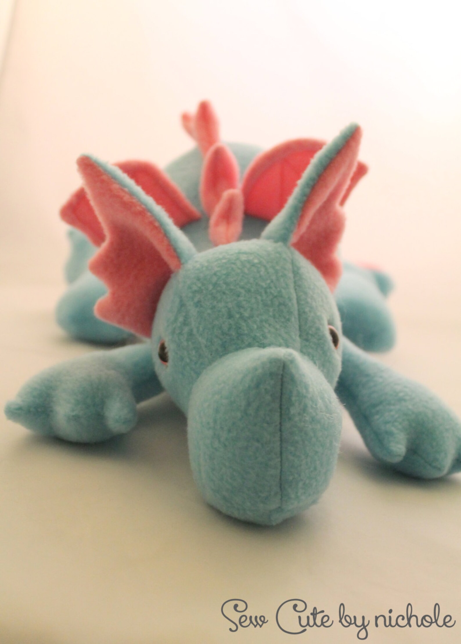 Aqua and Pink Plush Baby Dragon - Etsy