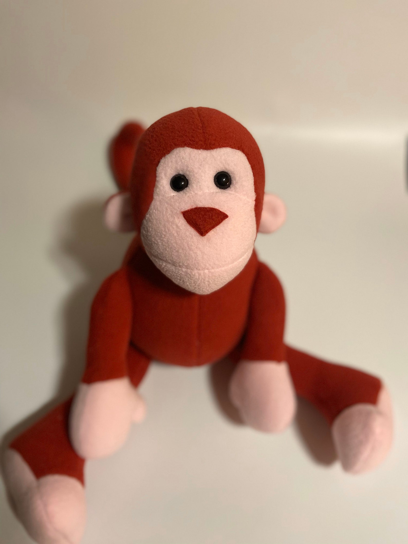 Red Stuffed Monkey Toy - Etsy