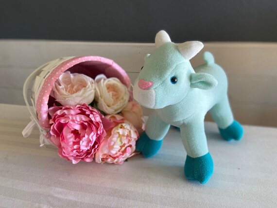 Aqua Goat Plush Animal | Etsy
