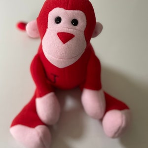 Red Stuffed Monkey Toy - Etsy