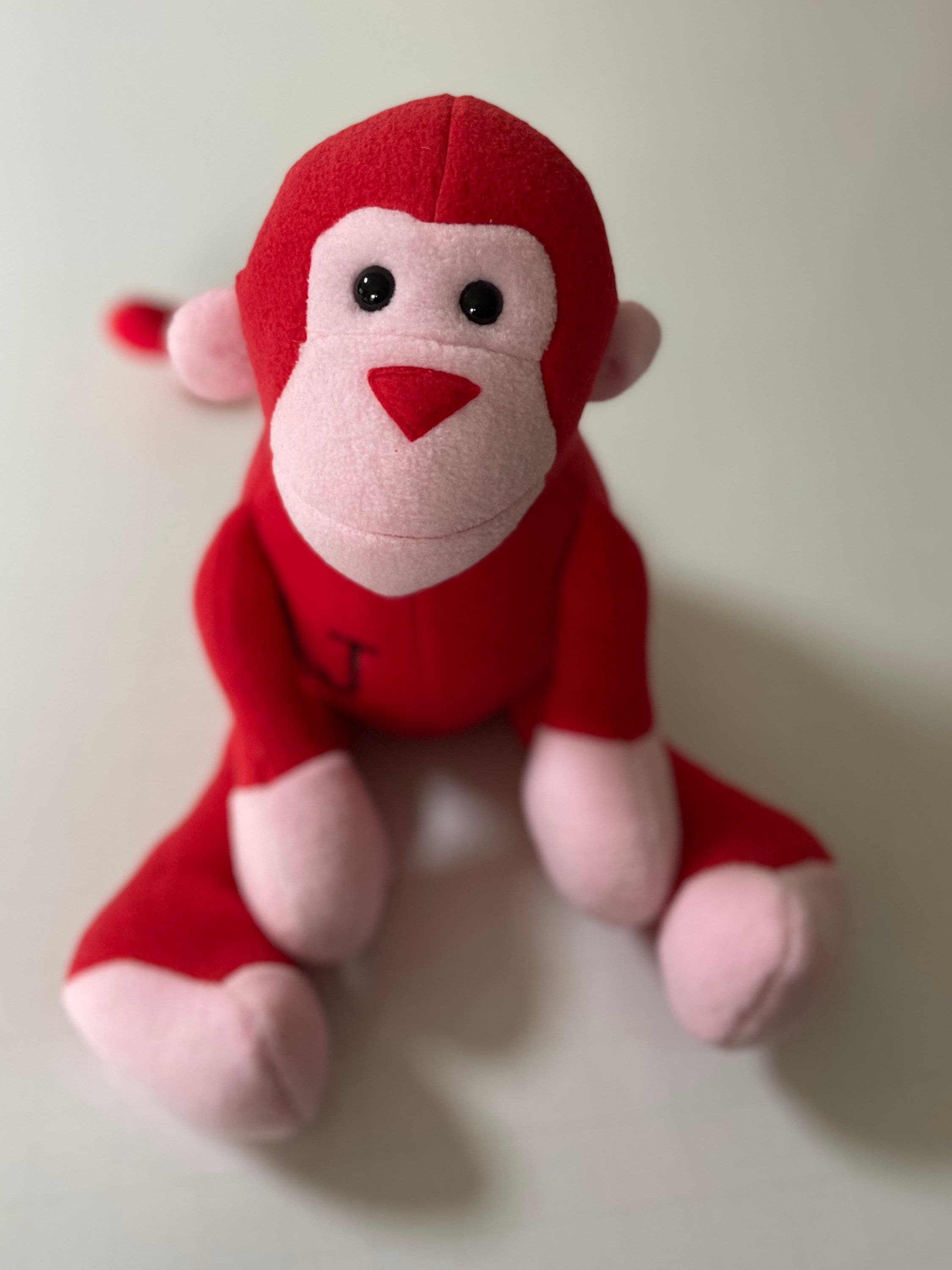 Red Stuffed Monkey Toy | Etsy
