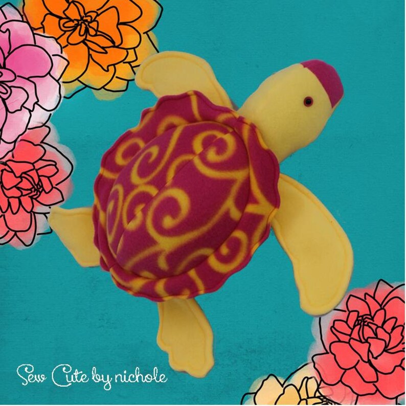 Yellow and Pink Sea Turtle Plush Toy - Etsy