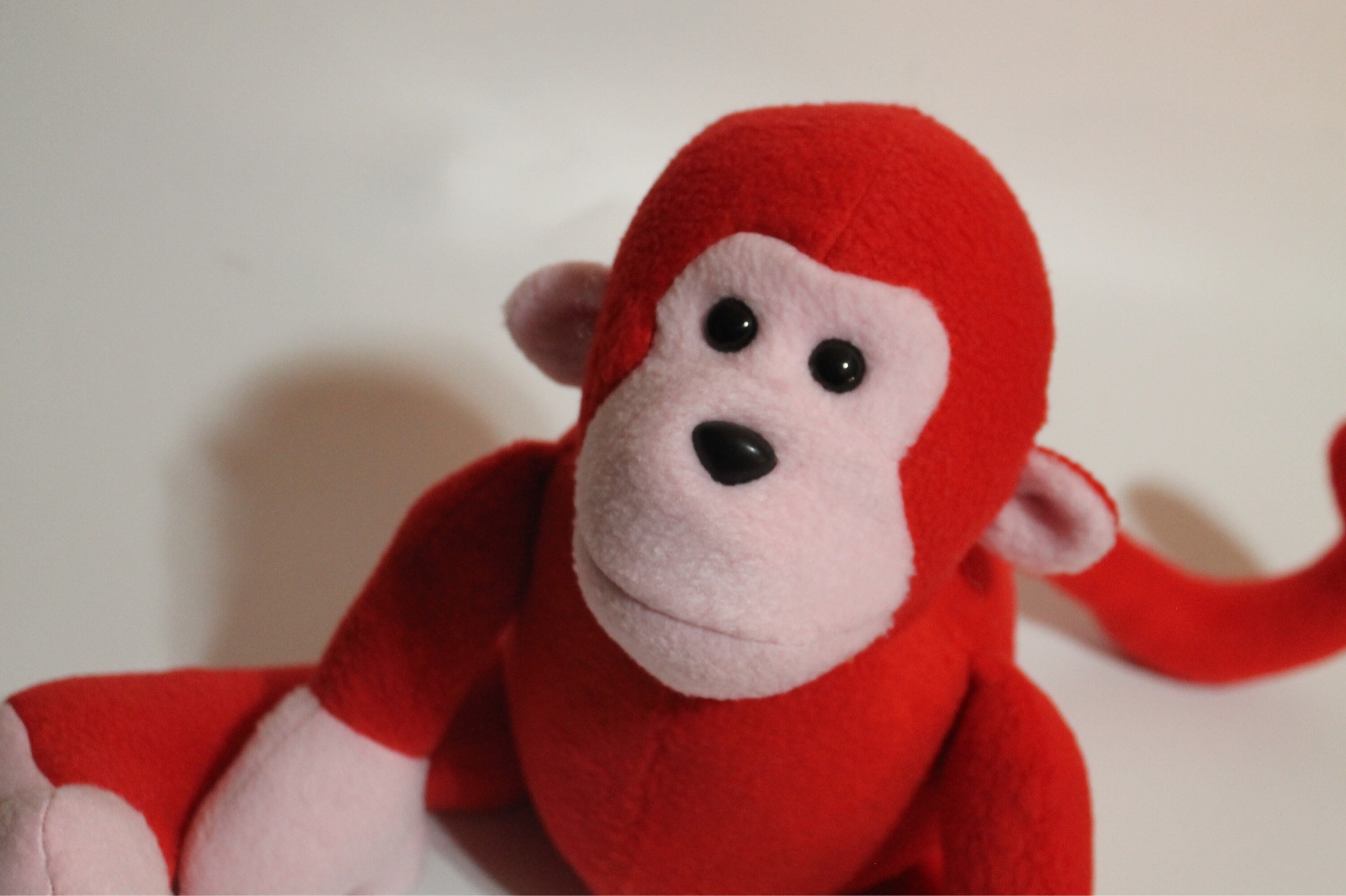 Red Stuffed Monkey Toy | Etsy