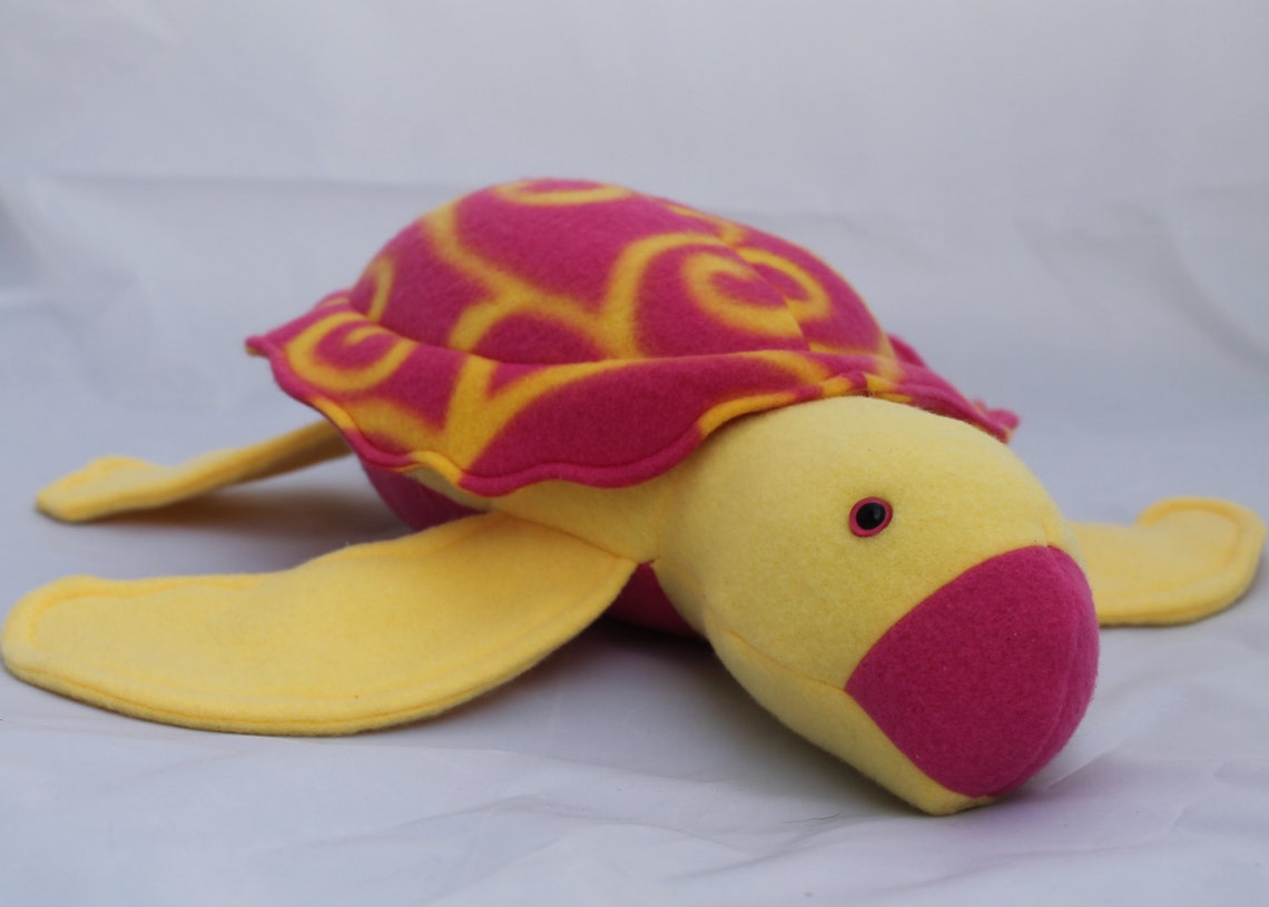 Yellow and Pink Sea Turtle Plush Toy | Etsy