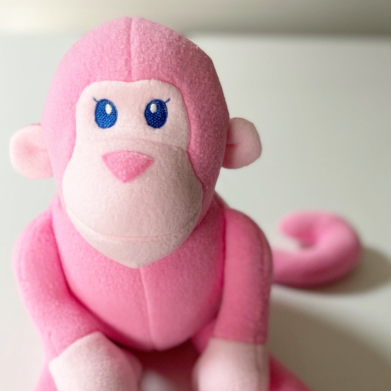 Pink Stuffed Monkey Toy - Etsy
