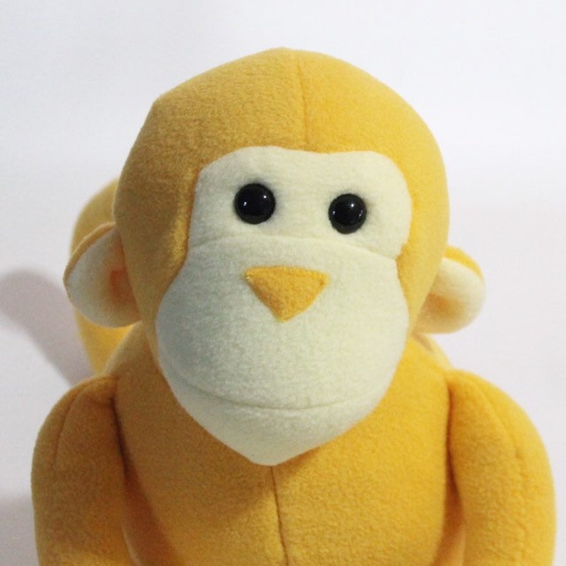 Yellow Stuffed Monkey Toy - Etsy