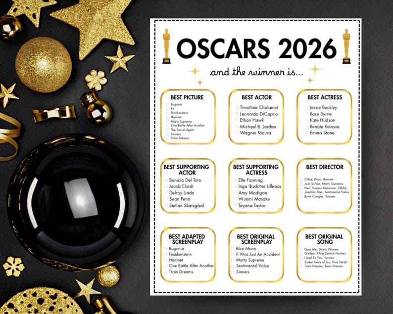 Oscars 2026 Ballot (instant Download) - Etsy
