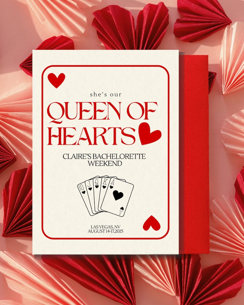 Queen of Hearts Bachelorette Itinerary & Invite - Etsy