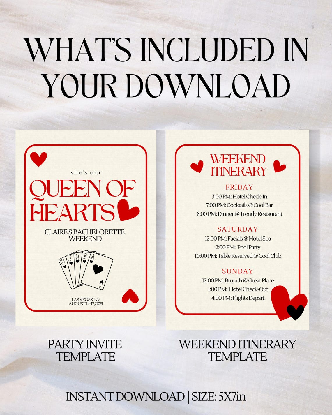 Queen of Hearts Bachelorette Itinerary & Invite - Etsy