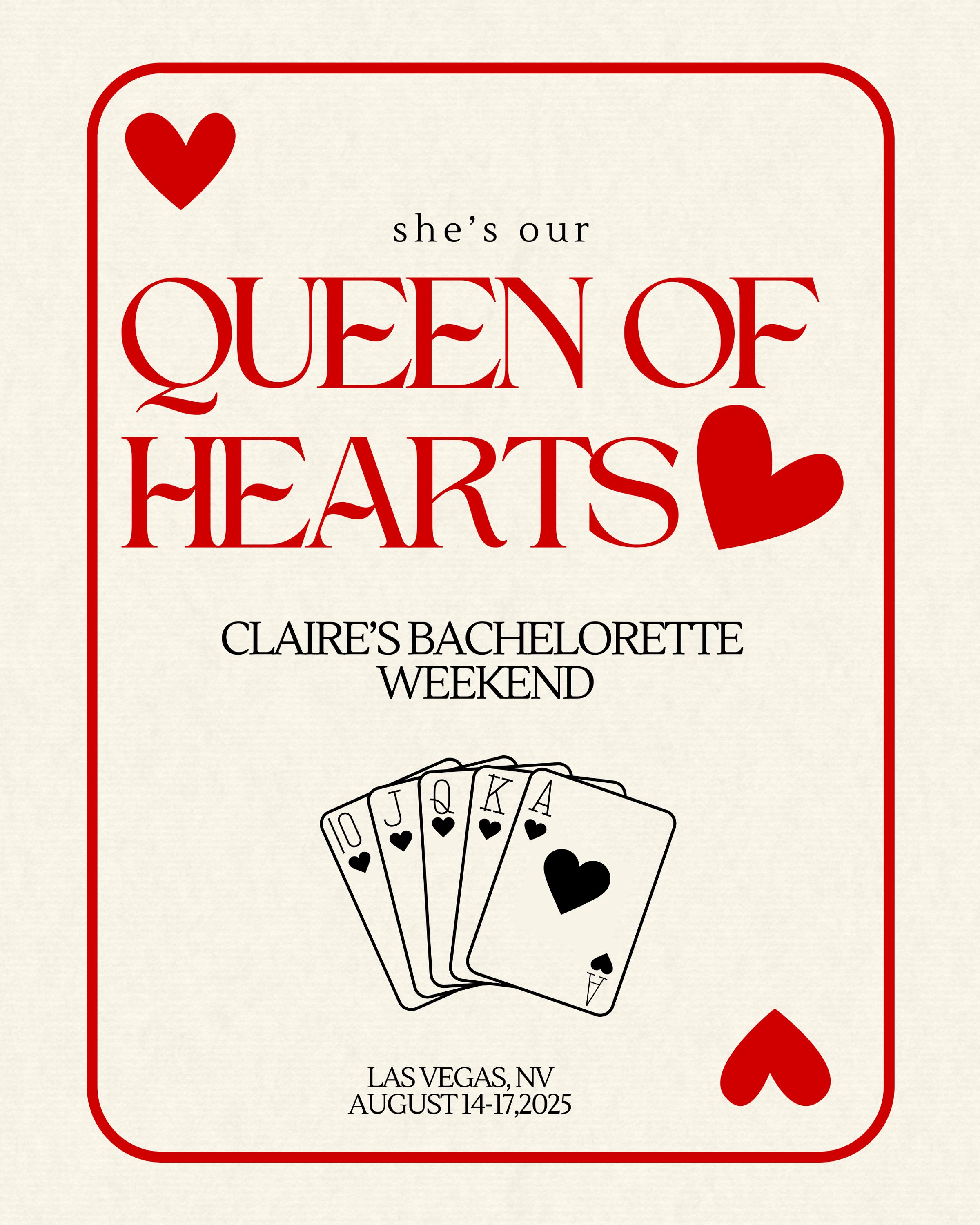 Queen of Hearts Bachelorette Itinerary & Invite - Etsy