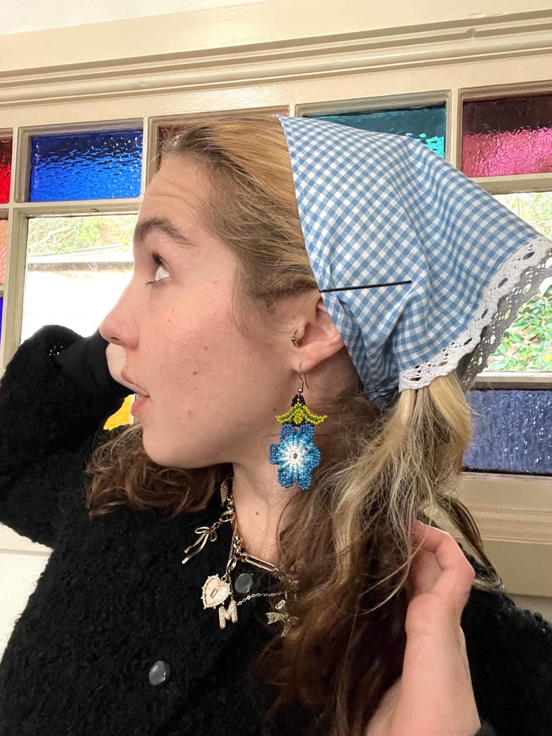 Cotton Bandana Style Headscarves Elastic Hair Tie, Triangle Head Scarf ...