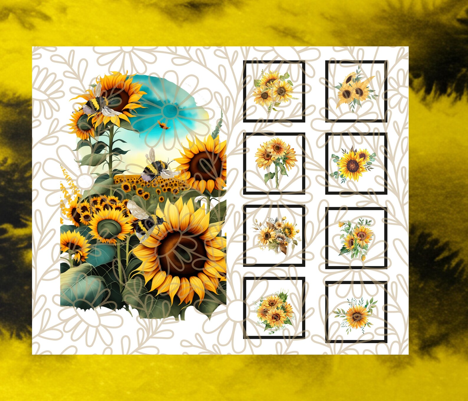 Sunflower Field Quilt Panel/blocks, Kona Cotton Quilt Fabric, Sunflower ...