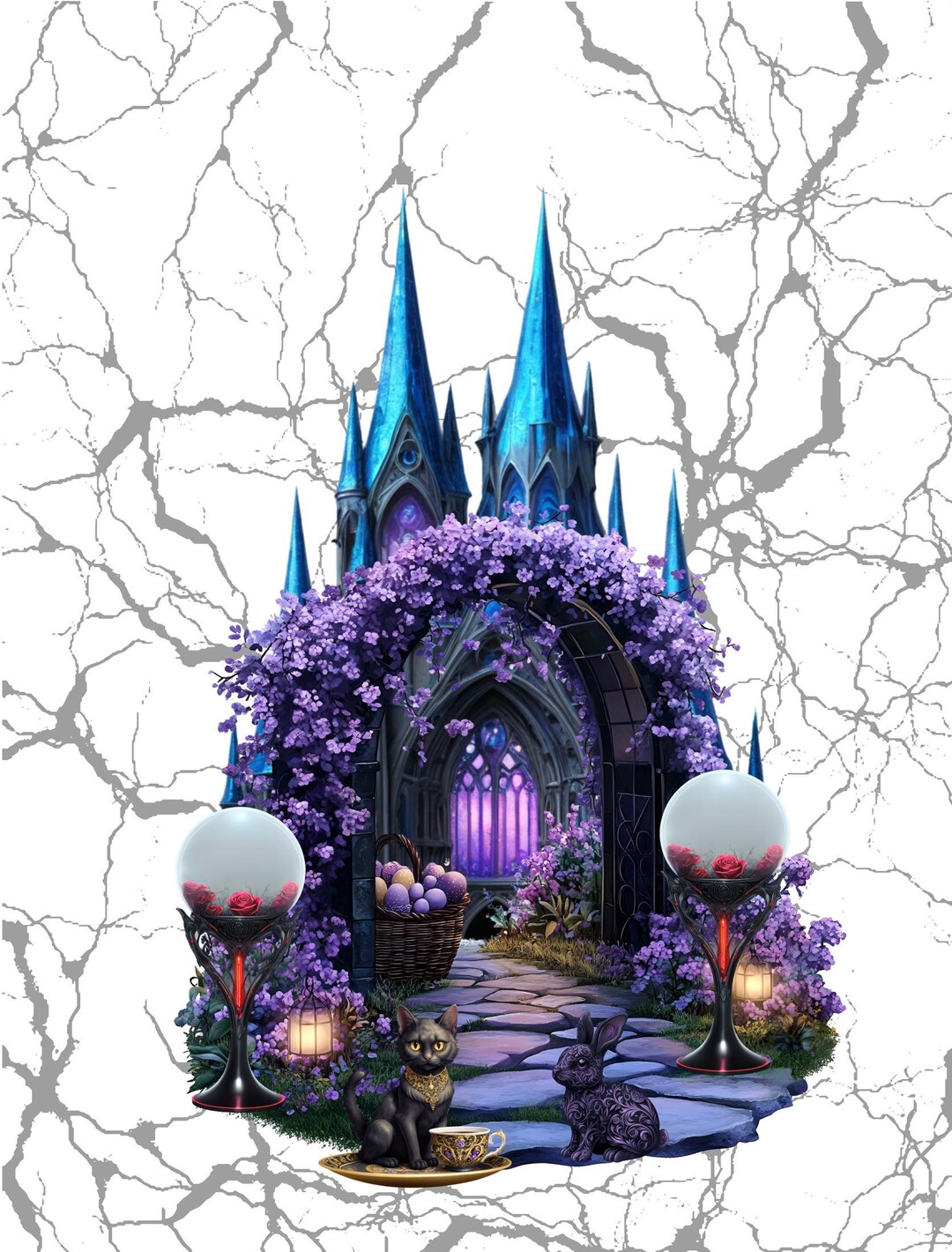 Enchanted Twilight Castle Cotton Fabric Panel: Gothic Quilt DIY - Etsy