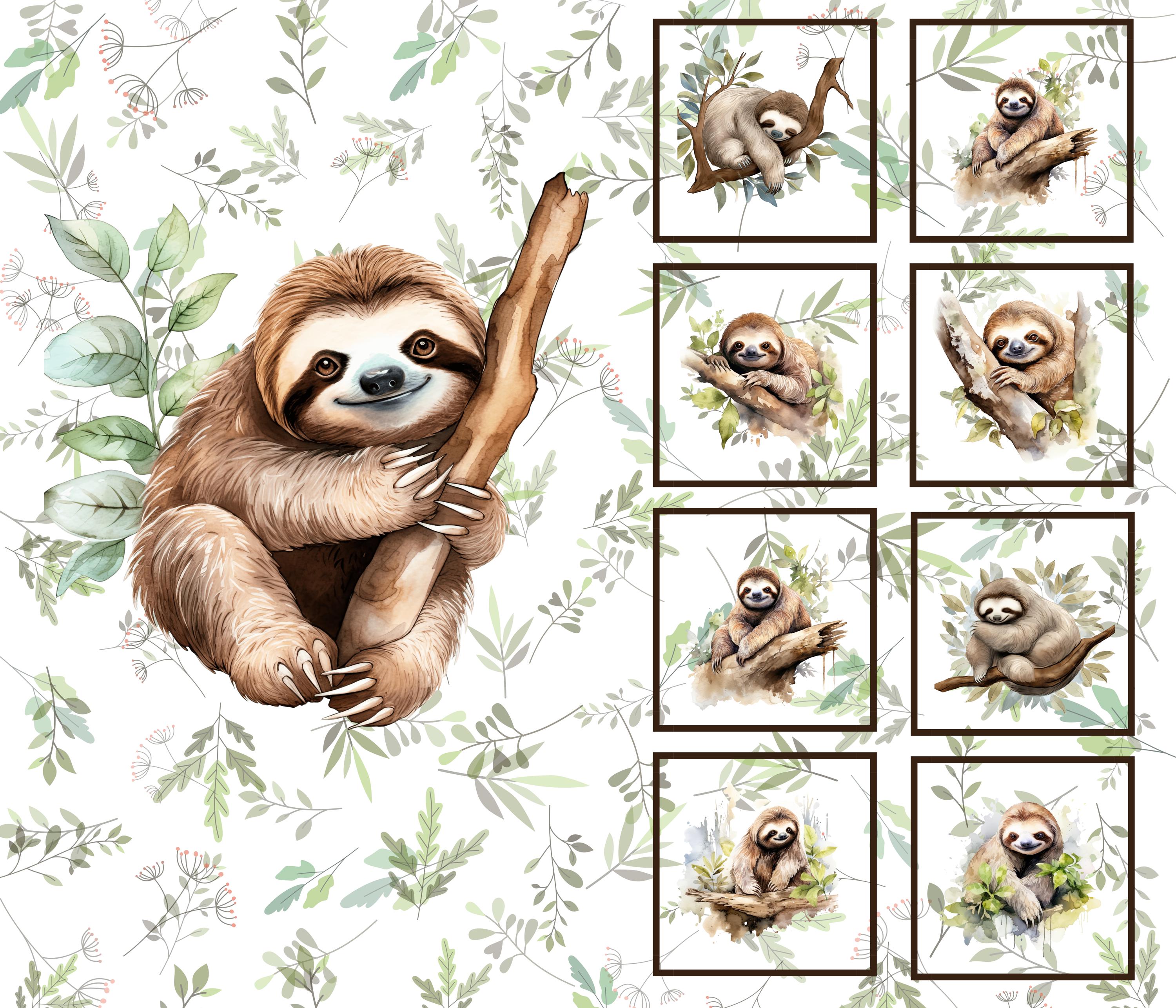 Sloth Quilt Panel and Blocks, Jungle Animal Blocks, Sloth Soft Book ...