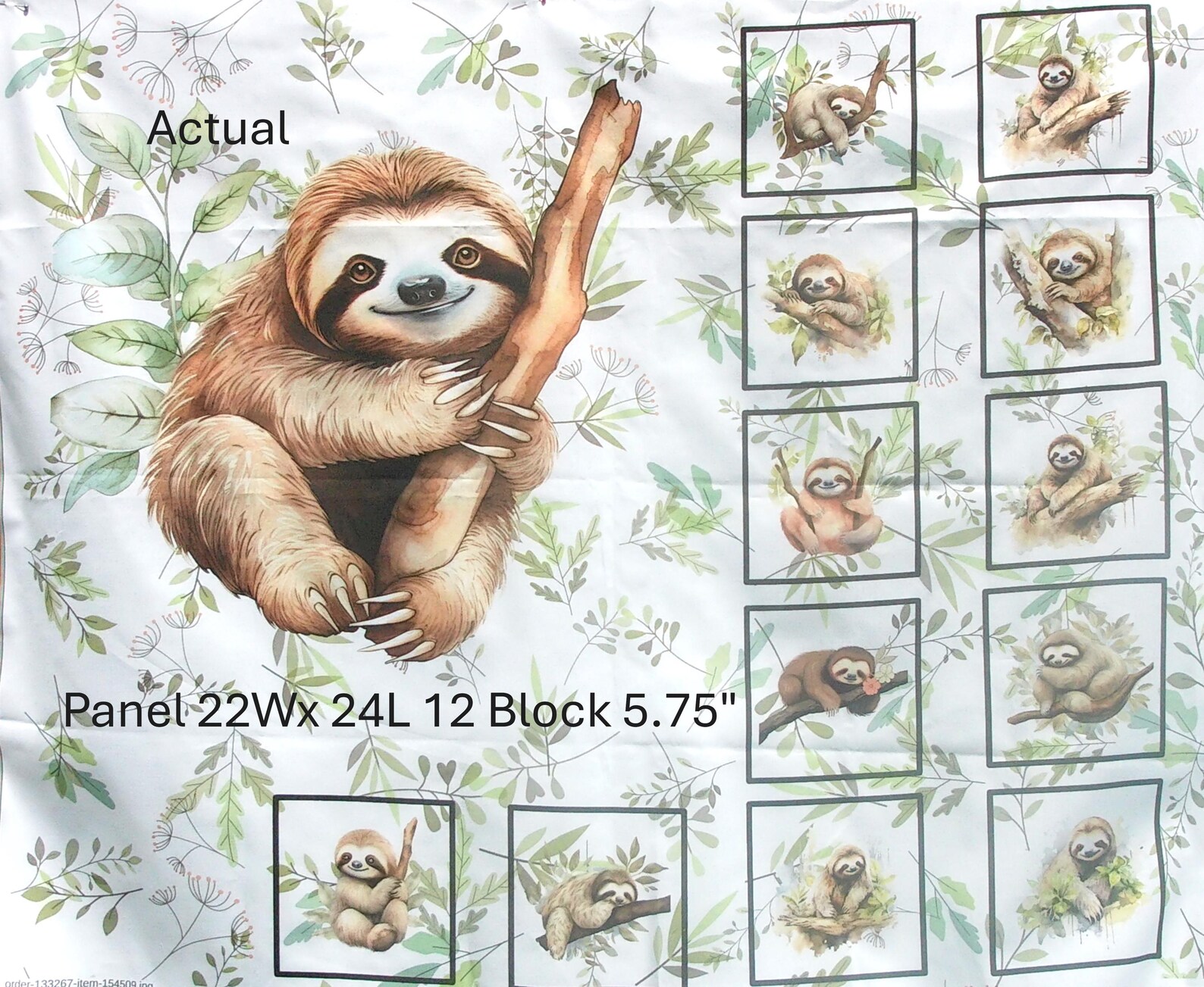 Sloth Quilt Panel and Blocks, Jungle Animal Blocks, Sloth Soft Book ...