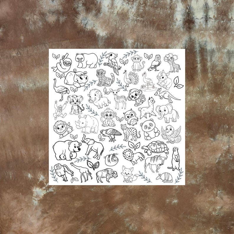 Zoo Animals Coloring Quilt Panel: Doodle Cotton Fabric - Etsy