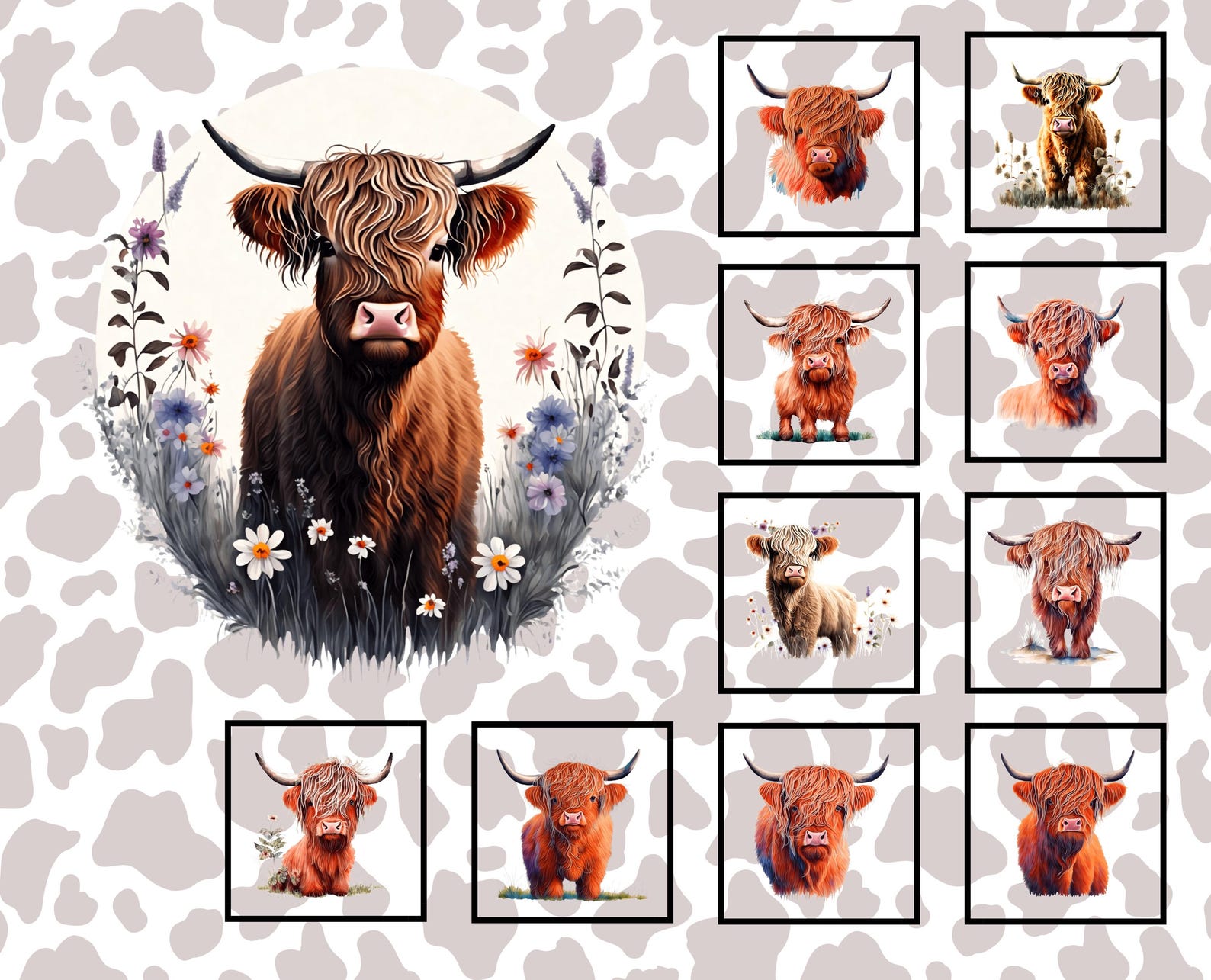 Highland Cow Quilt Panel & Block Combo, Highland Cows Panel, Highland ...