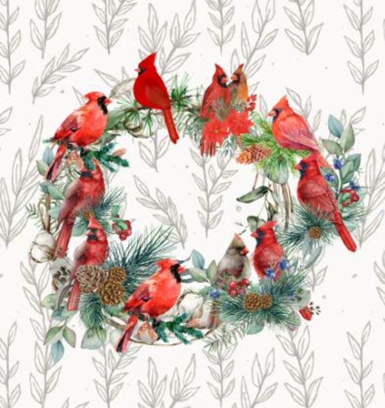 Cardinal Quilt Panel & Blocks: Cotton Christmas Quilt Fabric, Cardinal ...