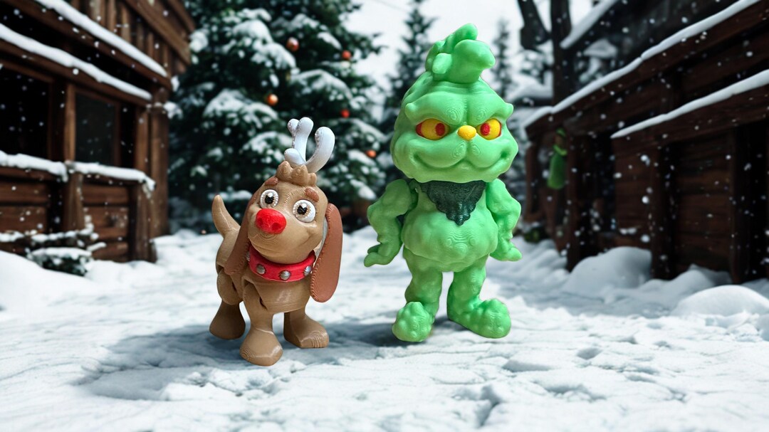 Articulated Grinch and Max Christmas Decorations - Etsy