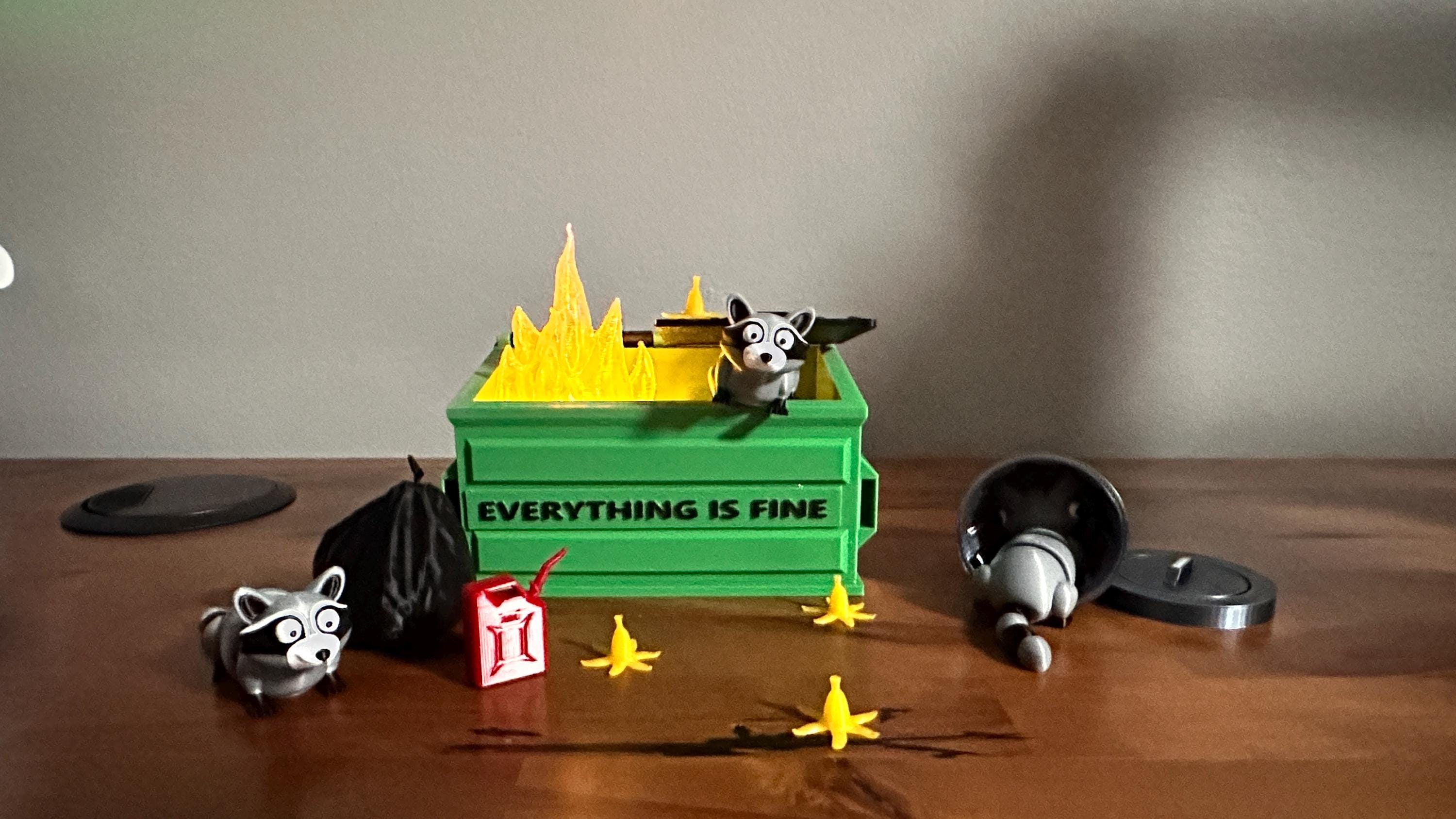 Articulated Raccoon Dumpster Fire Desk Ornament: Trash Pandas - Etsy