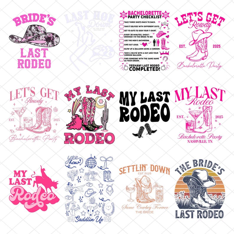 Last Rodeo Bachelorette Png Bundle, Invitation, Let's Go Girls ...