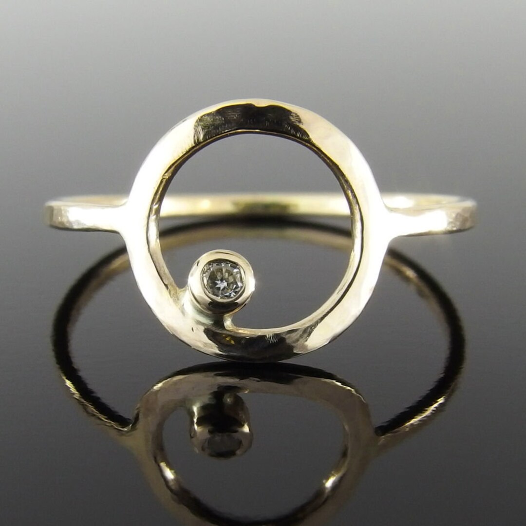 Moissanite Circle Ring, 18k Gold Moissanite Circle Ring, Gold Circle Ring, Halo Ring ...