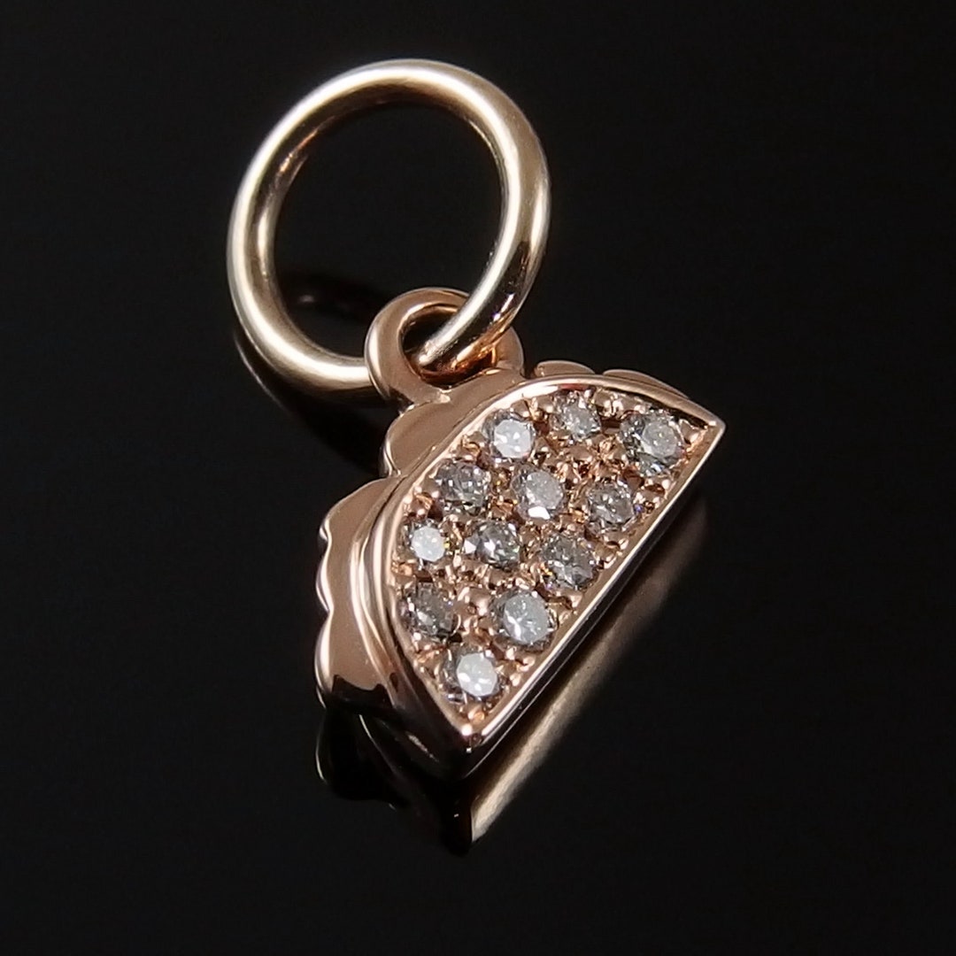 Diamond and 14k Rose Gold Taco Charm, the Pink Taco, 14k Rose Gold Taco ...