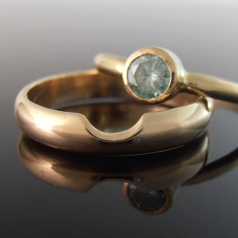 Notched Half Round 14k Gold Band Ring 14k Gold Wedding Band | Etsy