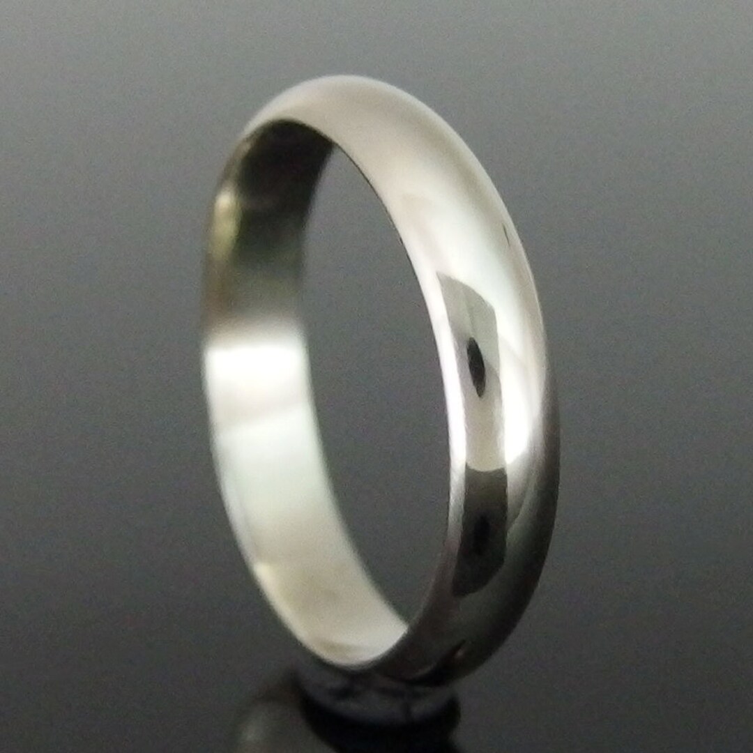 Half Round 14k White Gold Wedidng Ring, 4 X 1.5 Mm, Half Round White ...