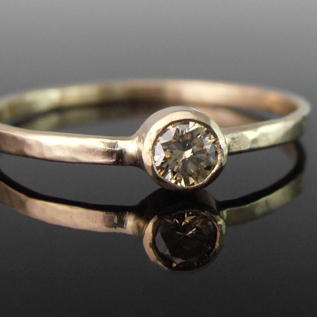 Natural Brown Diamond Engagement Ring, Diamond Stacking Ring, 14k Gold ...
