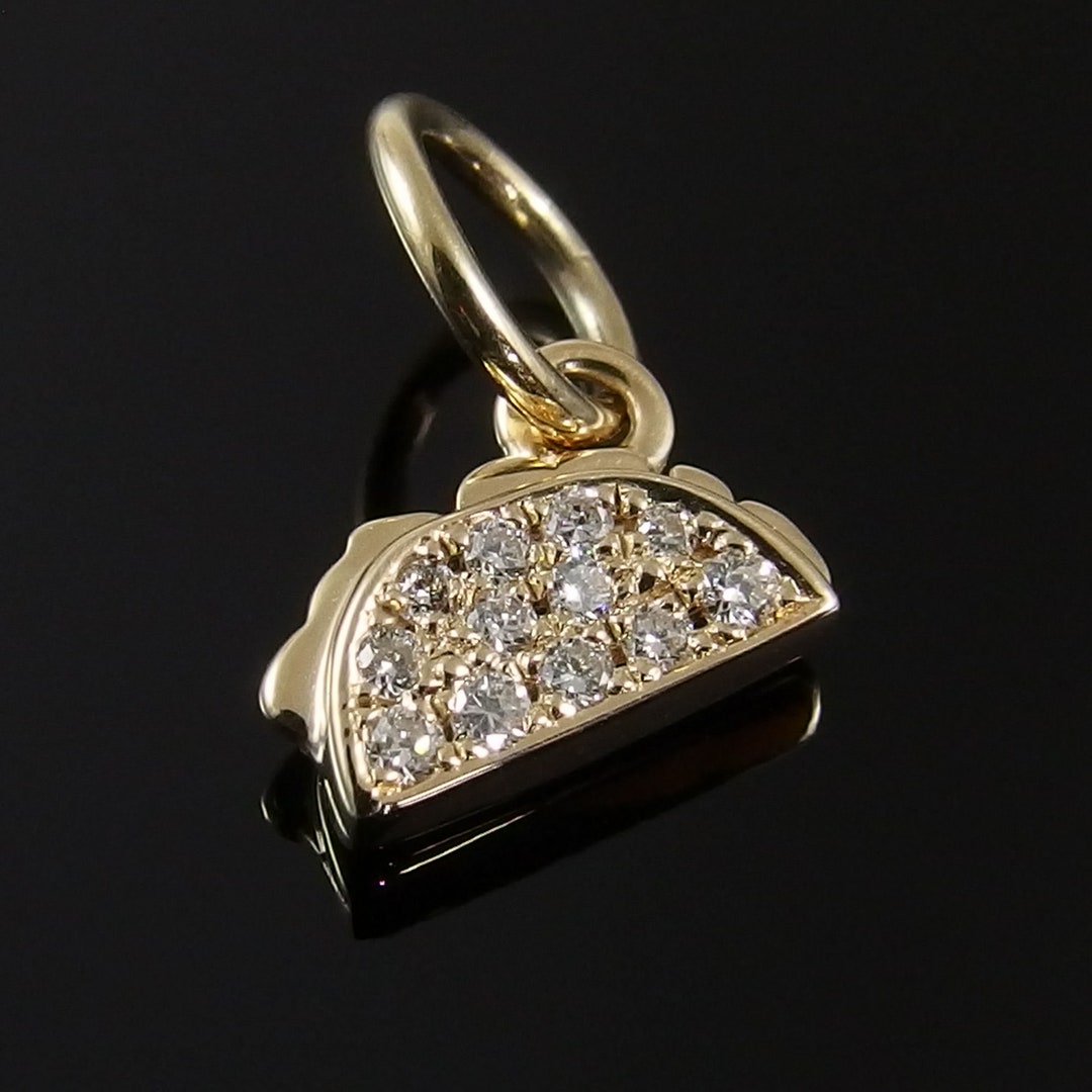 Gold Taco Charm, the Golden Taco, 14k Yellow Gold and Diamond Taco ...
