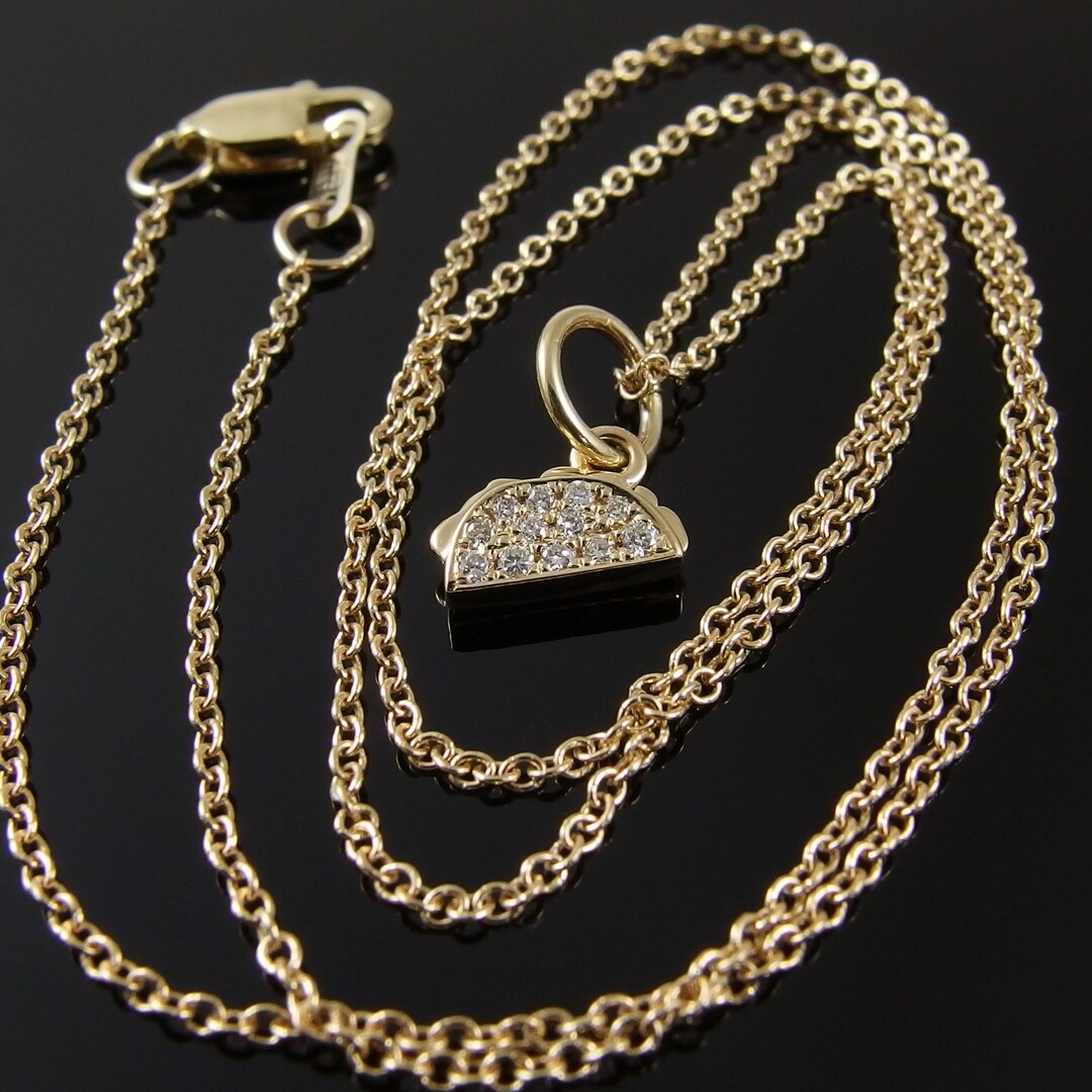 Diamond and 14k Yellow Gold Taco Charm Necklace, the Golden Taco, 14k ...