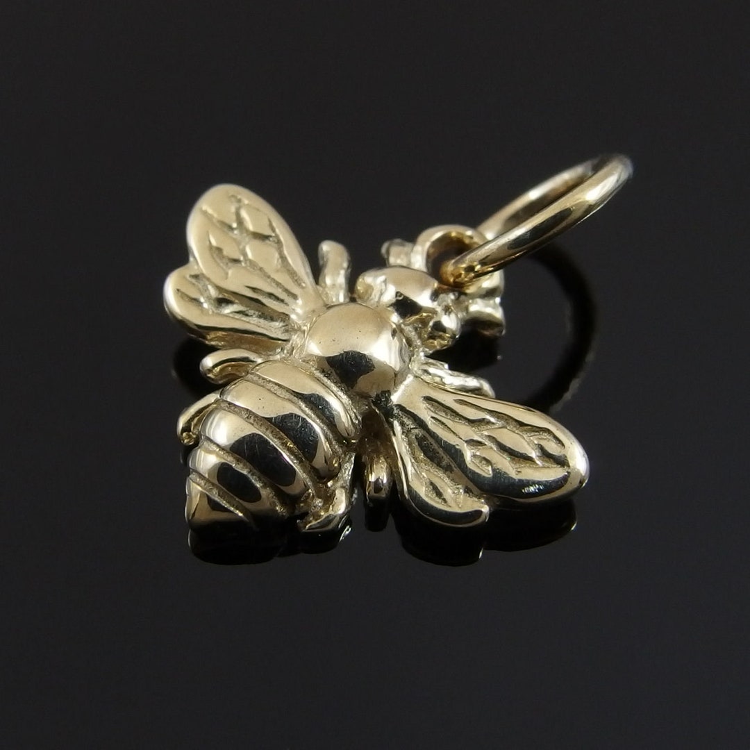 14k Gold Bee Charm, 14k Gold Honeybee Charm, 14k Yellow Gold Bee Charm ...