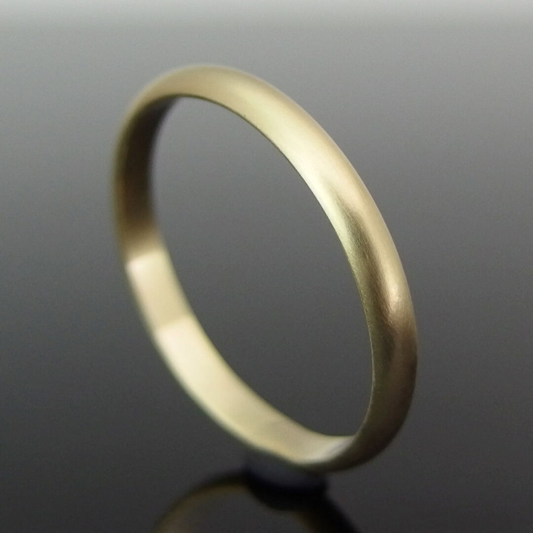 18k Gold Wedding Ring, Half Round 18k Gold Wedding Band, 18k Gold ...