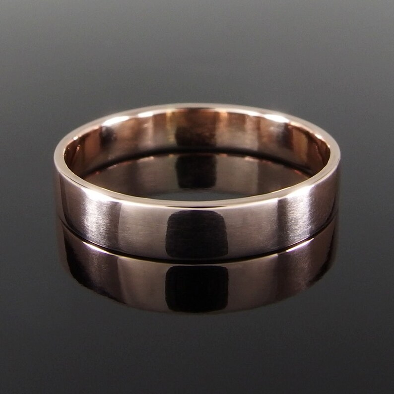 14k Rose Gold Wedding Ring Flat Profile Rectangular Profile - Etsy