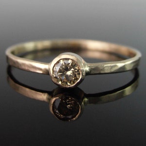 Natural Brown Diamond Engagement Ring, Diamond Stacking Ring, 14k Gold ...